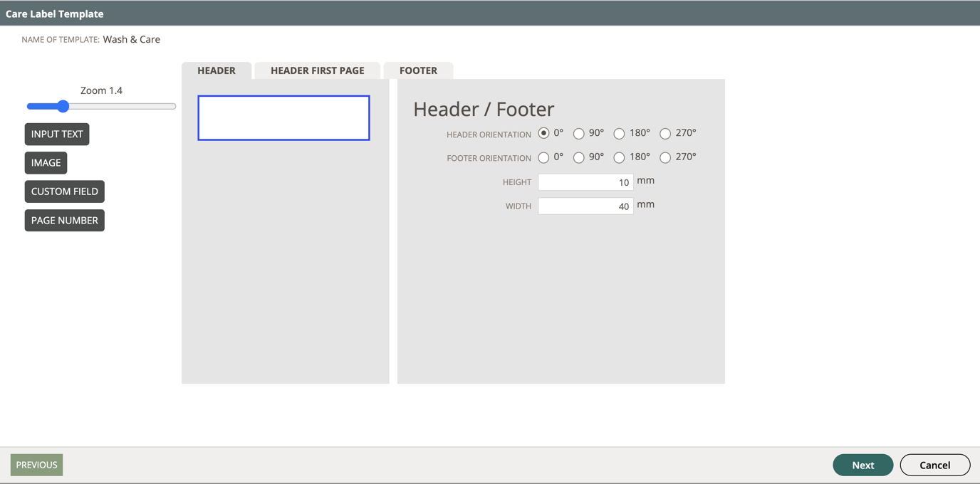 How to set up a Care Label Template