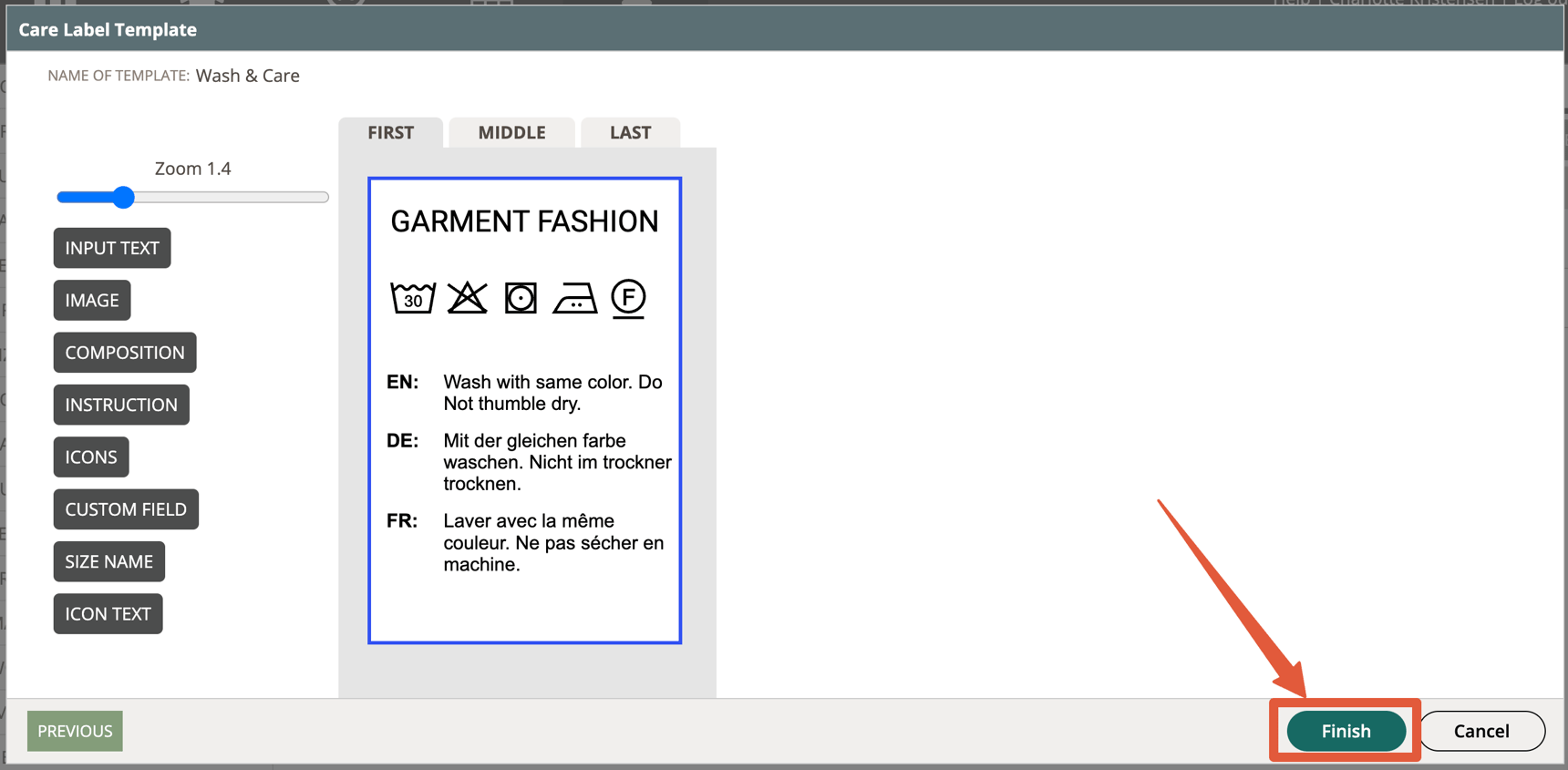 How to set up a Care Label Template