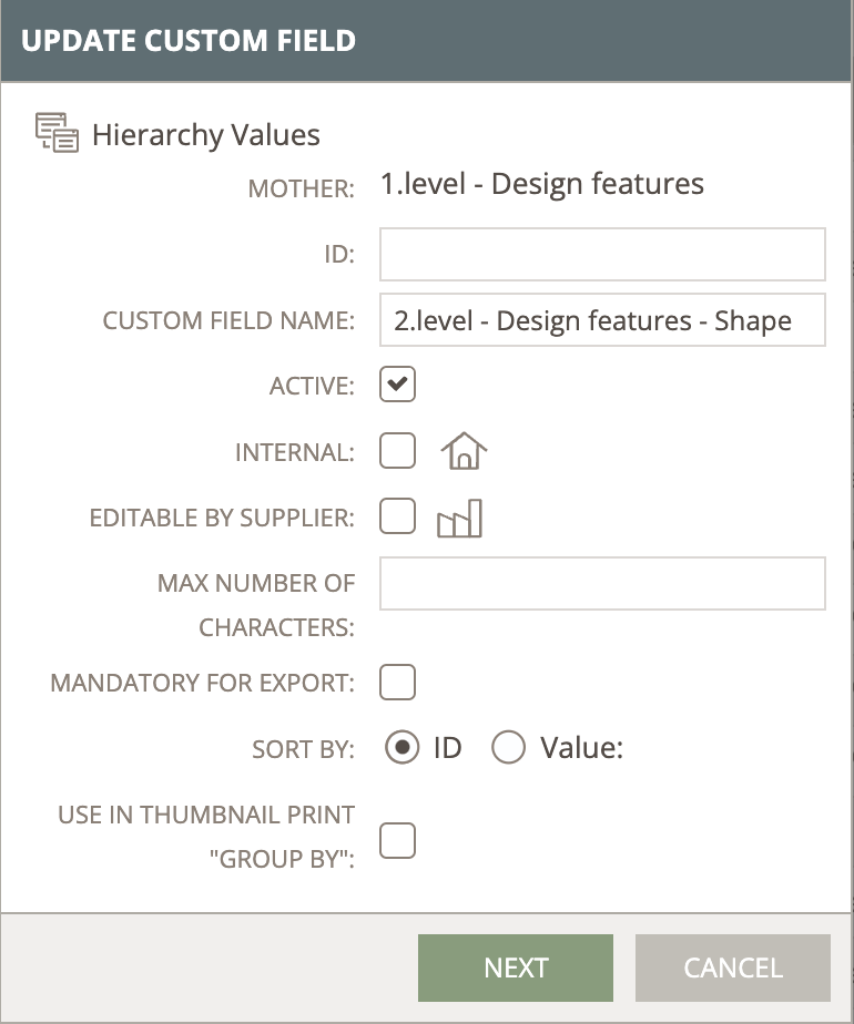 Hierarchy Custom Fields Setup