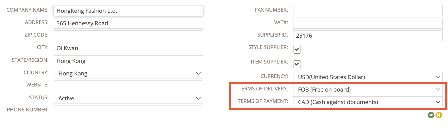 Delivery and Payment Terms Setup (optional)