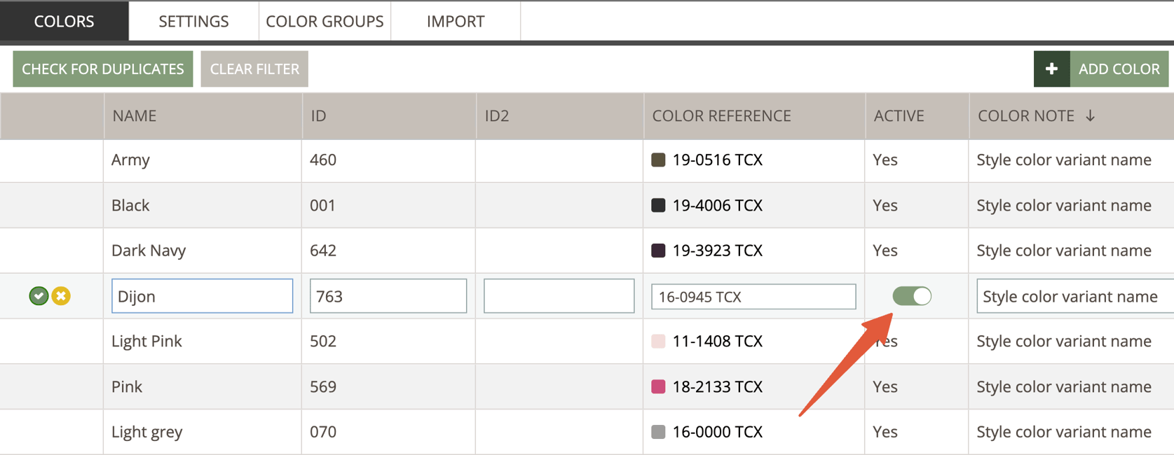 Colors - Admin Setup